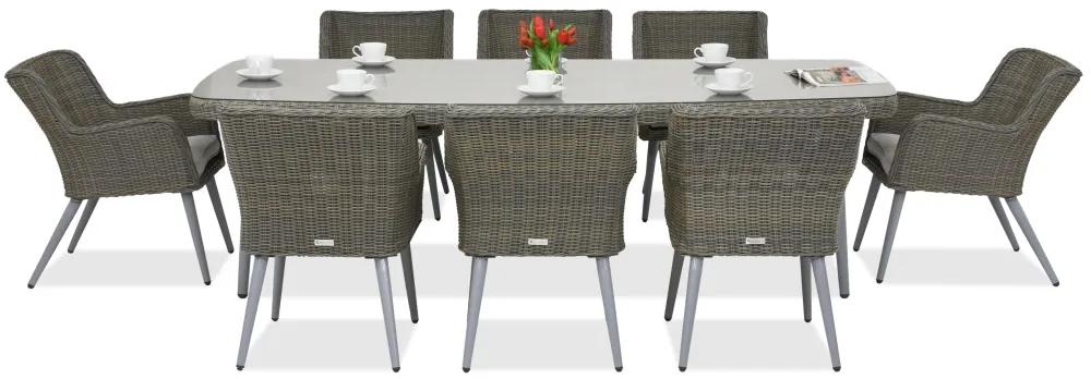 Exkluzivní jídelní set s velkým stolem Cordoba pro 8 osob Garden Point šedý