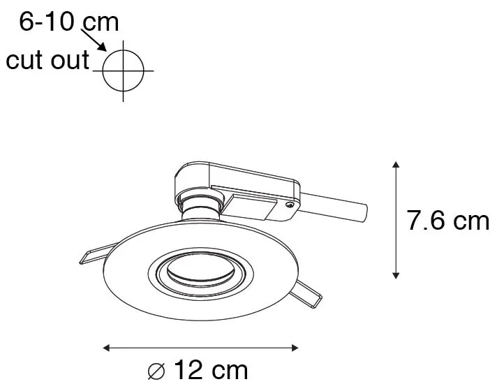 Moderní zapuštěné bodové světlo černé 12 cm - Buco