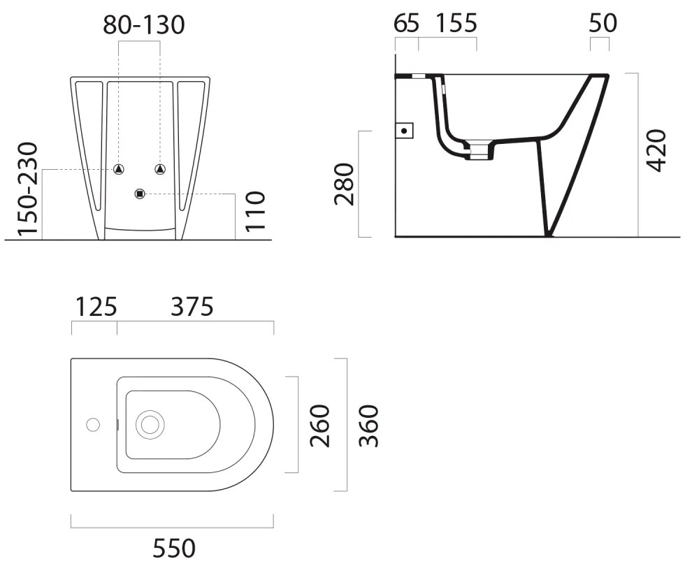 GSI KUBE X bidet stojící, 36x55cm, bílá ExtraGlaze 9462111