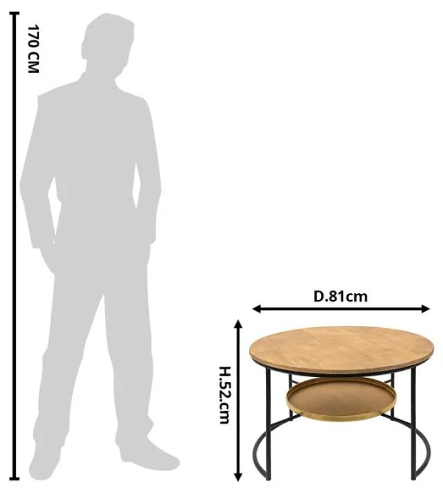 Konferenční stolek Kulatý Hnědá, Černá 81*52 cm – 81x52 cm