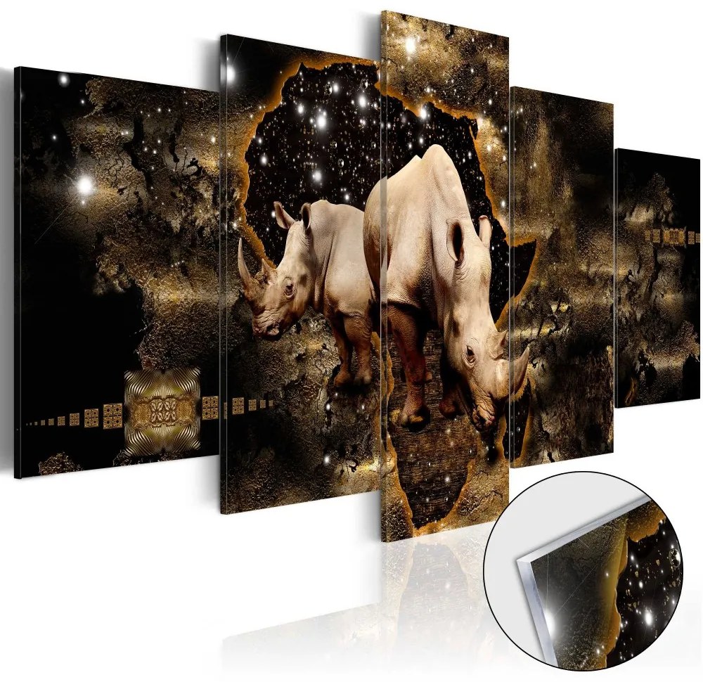 Obraz na skle Bimago - Golden Rhino 100x50 cm
