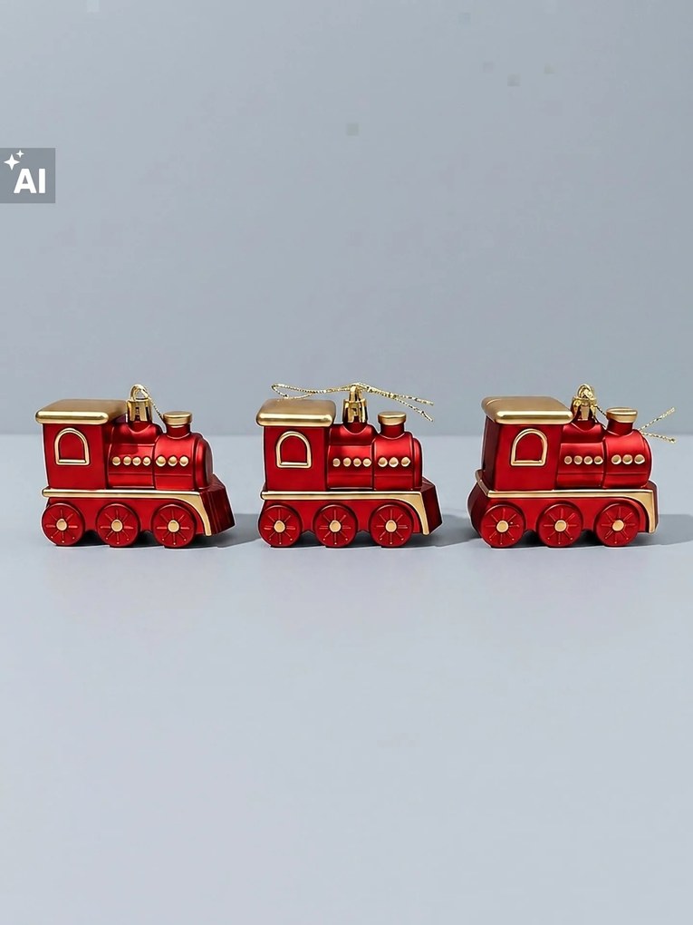 Sinsay - Vánoční baňky ve tvaru lokomotivy 3 pack - vícebarevná