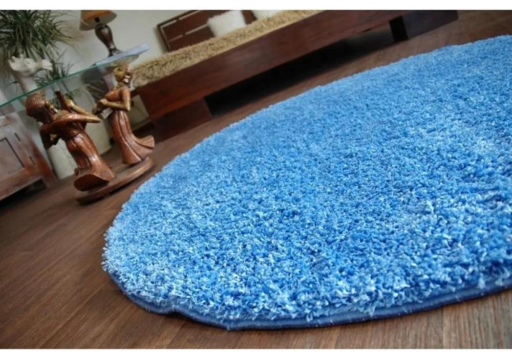 Kusový koberec Shaggy Roy modrý kruh 133cm