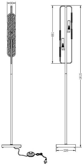 Maytoni MOD099FL-02G - Stojací lampa MARMO 2xG9/40W/230V