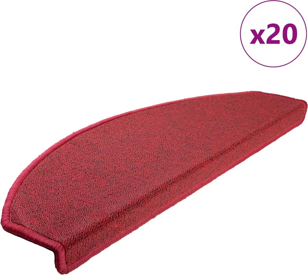 Schodové rohože 20 ks 65 x 24 x 4 cm červené půlkulaté velké 3365794
