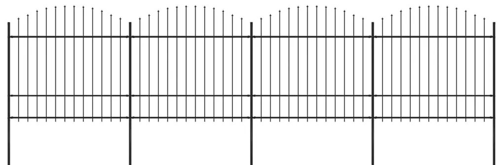 Zahradní plot s kopím nahoře ocelový 714,5 x 175 cm černý