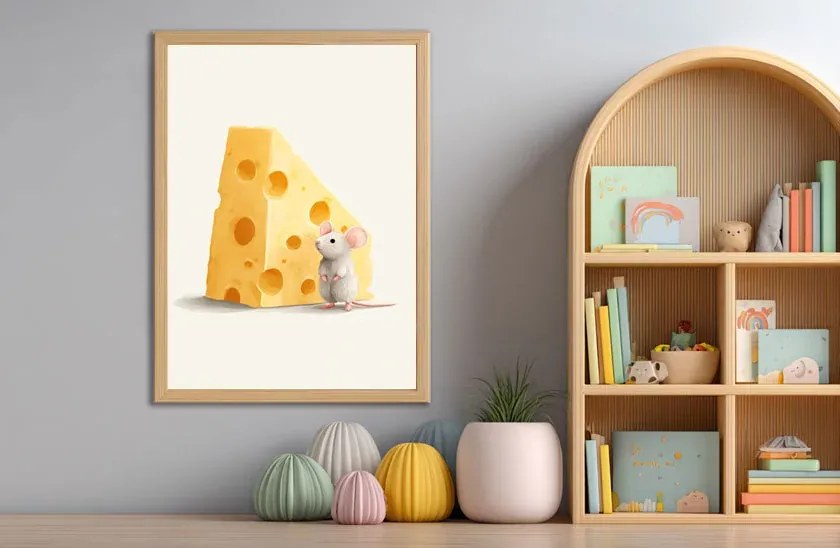 Myší dobrodružství - obraz - Myška u velkého sýra 81 - 70 x 100 cm - 1 149 Kč