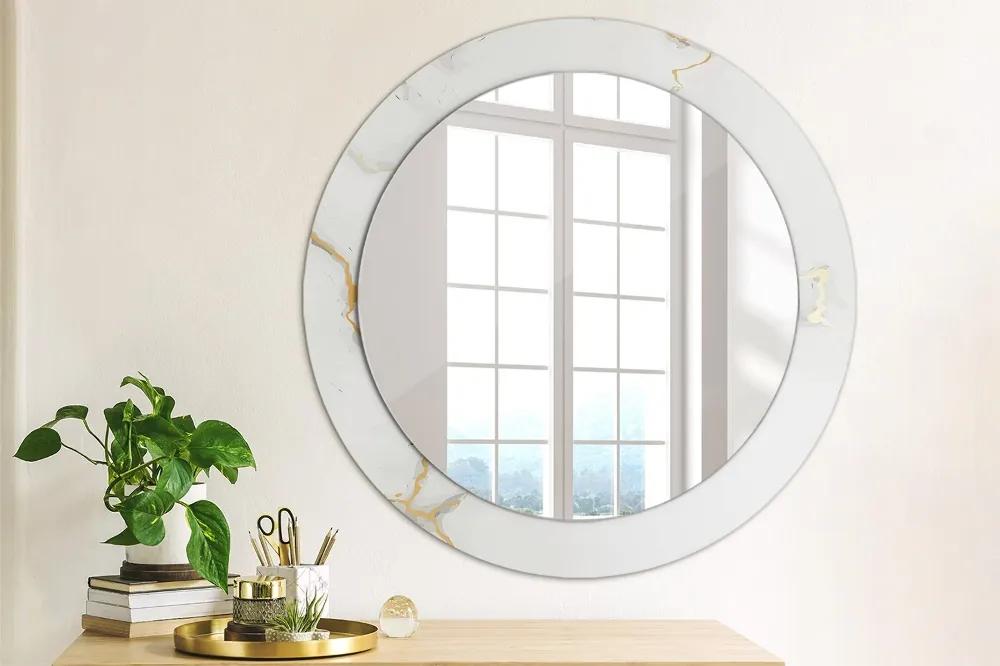 Kulaté dekorativní zrcadlo Bílý zlatý mramor fi 70 cm