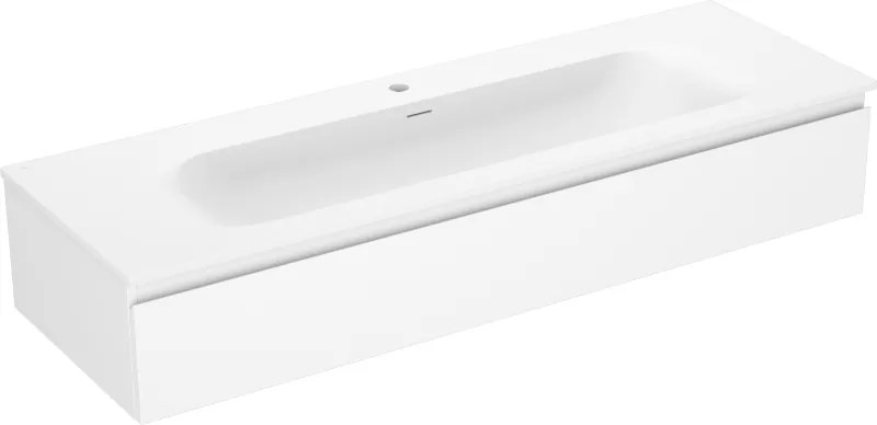 Mexen Orio, koupelnová skříňka 140 cm s umyvadlem Vela, 1 zásuvka, bílá matná, 91A10-14023-1-BF01-W23M01