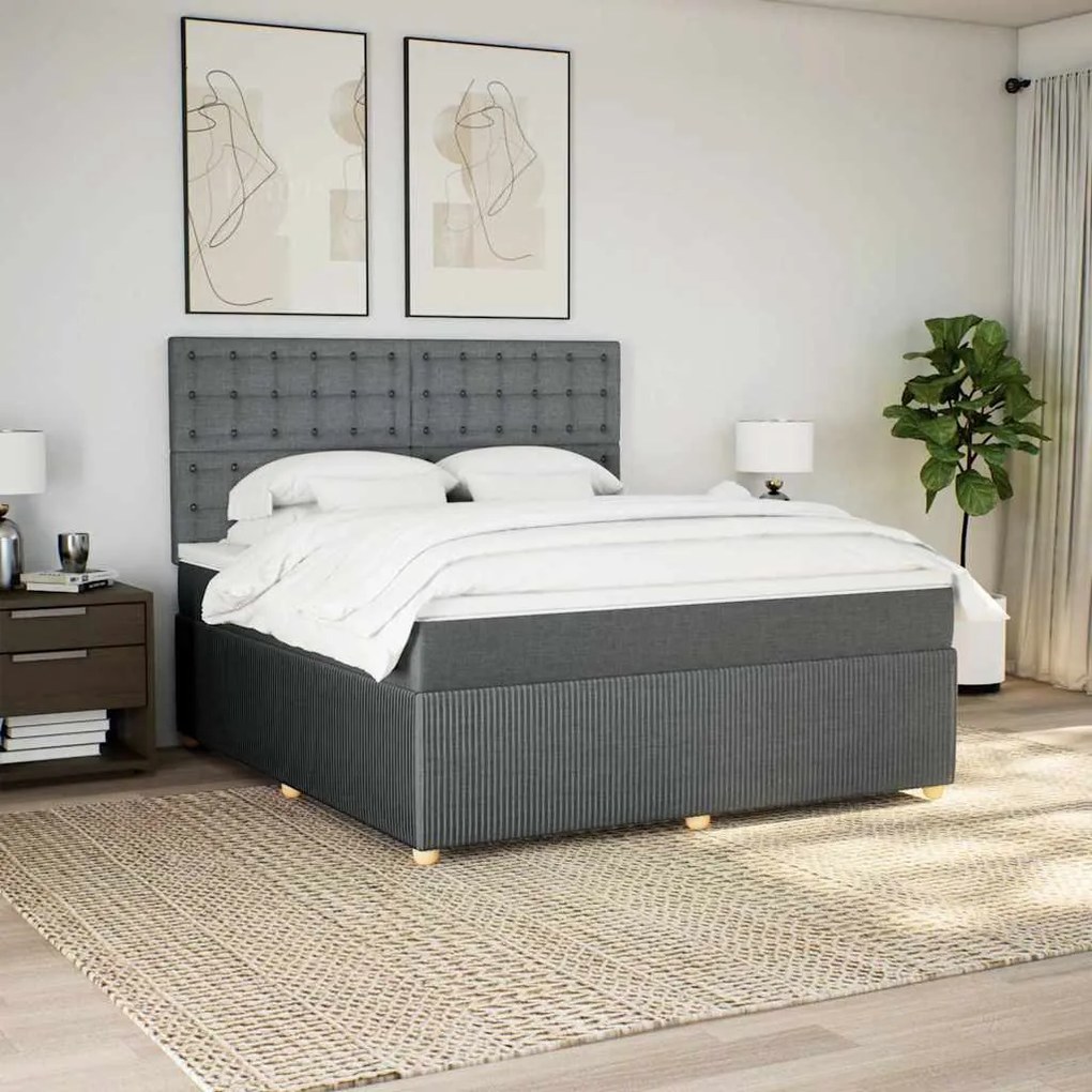 Box spring postel s matrací tmavě šedá 180x200 cm textil 3294450