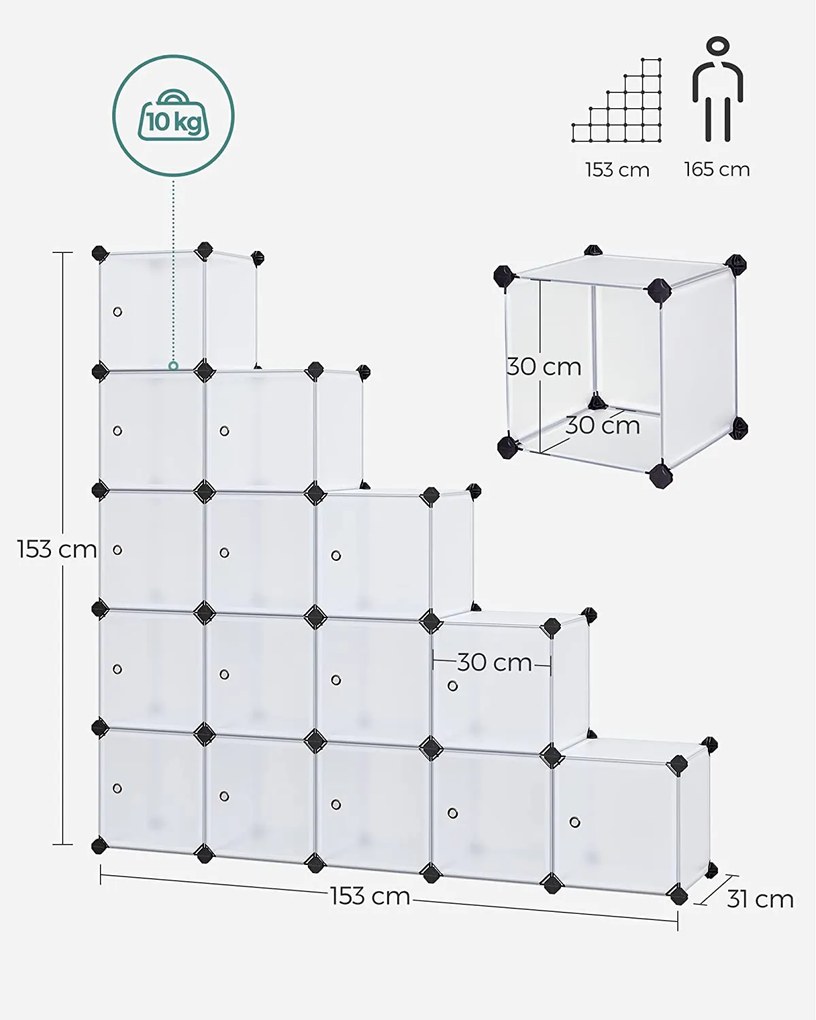 Uzavřený policový regál Nerato 123 cm čirý