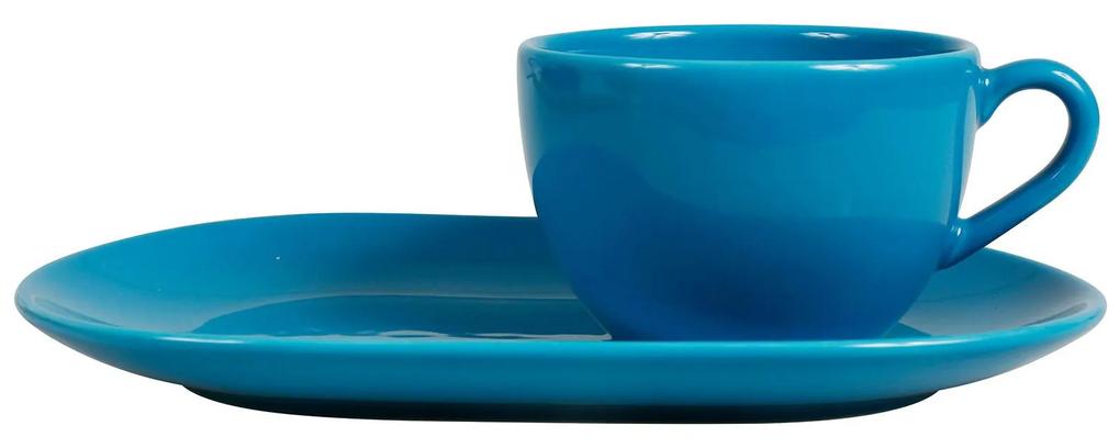 CÔTÉ TABLE Velký šálek s podlouhlým podšálkem Genevieve Lethu, modrá barva, keramika 500 ml