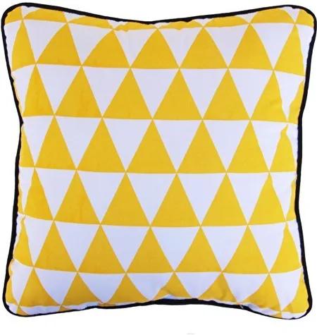 Vigvam design  Žluté trojúhelníky, černý lem- Polštář Triangle