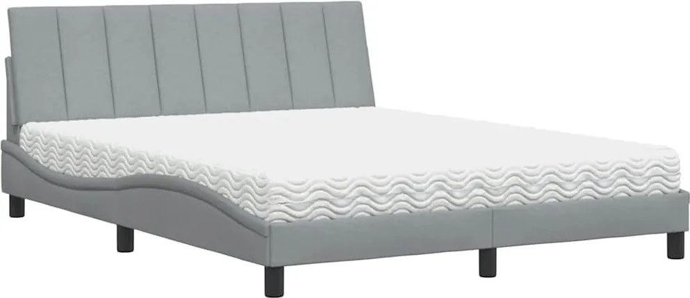 Postel s matrací Hanko světle šedá 160 x 200 cm textil 3310538