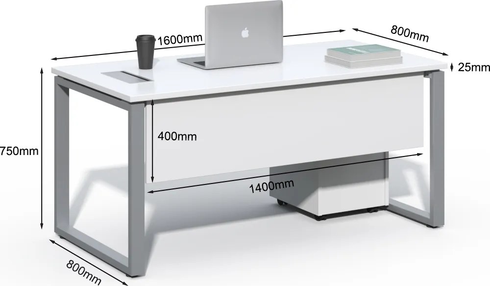 Kancelářský stůl s kontejnerem Houseland Prime Home 02 160 cm bílý