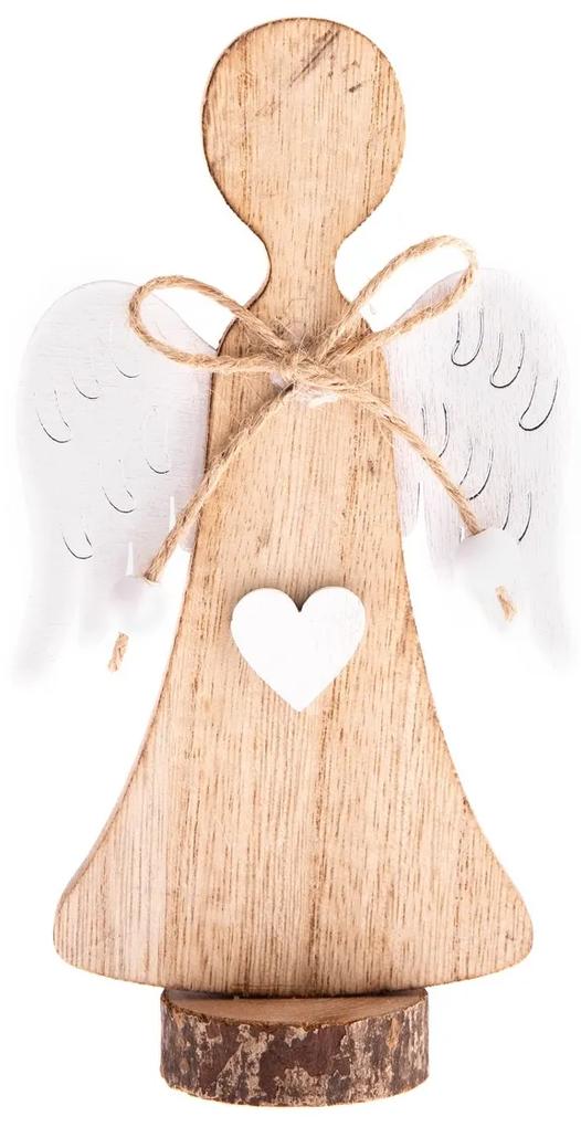 Dřevěný anděl Rafael hnědá, 8,5 x 16 cm
