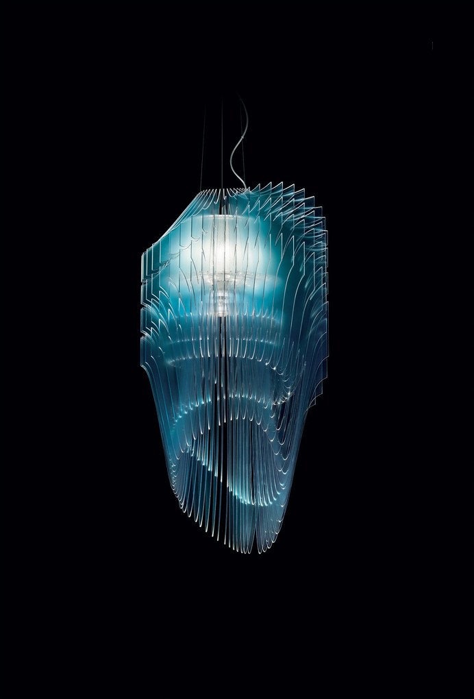 Slamp Avia suspension M, modré svítidlo od Zaha Hadid - limitovaná edice, 3x12W E27 + 7W Spot LED PAR 20, 100cm