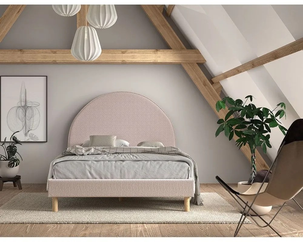 Růžová čalouněná dětská postel s roštem 140x200 cm MOON - II. jakost – Vipack