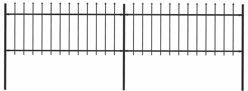 Zahradní plot s kopím nahoře ocelový 337 x 80 cm černý 277603