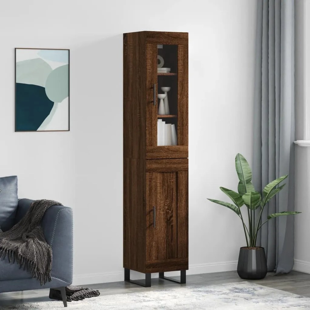 vidaXL Skříň highboard 34,5 x 34 x 180 cm kompozitní dřevo [3199515] Barva: Betonová šedá