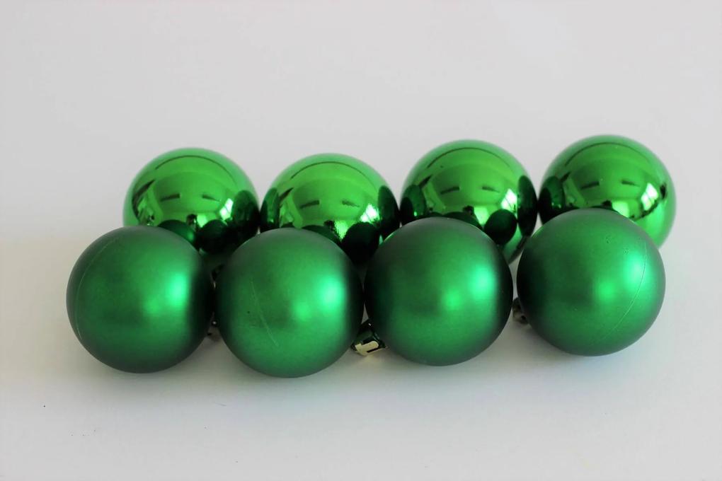 Zelené plastové vánoční koule 8cm 8ks