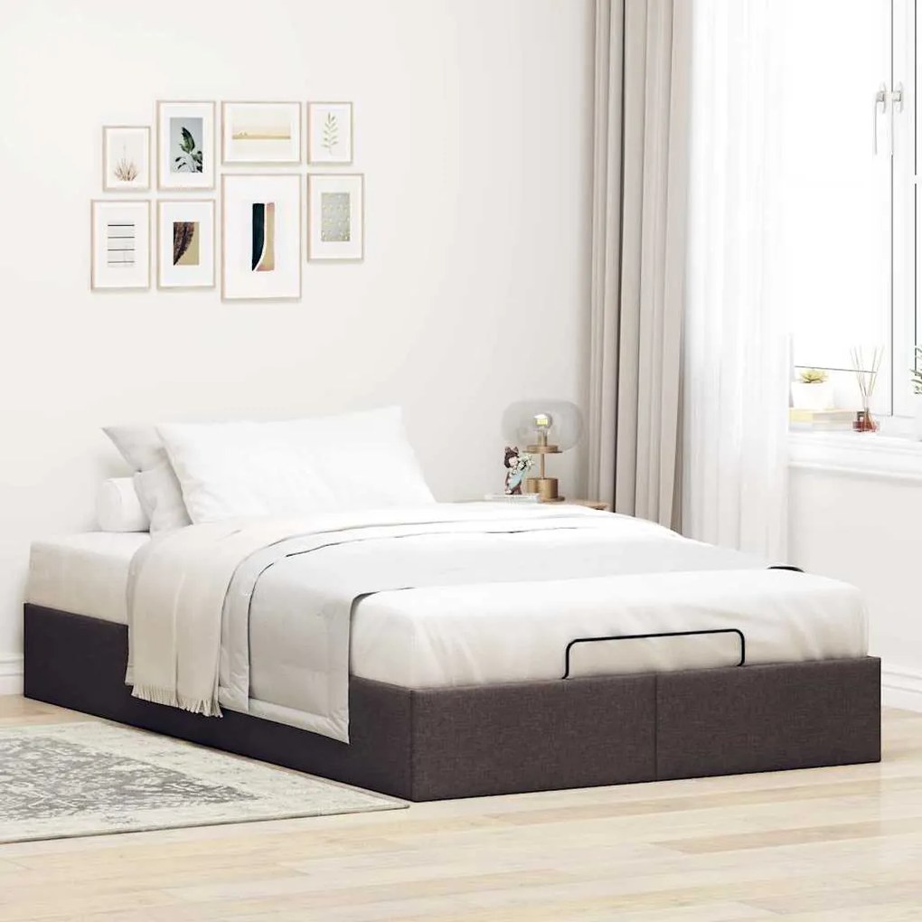 Osmanský rám postele bez matrací tmavě šedá 120x200 cm textil 3310871