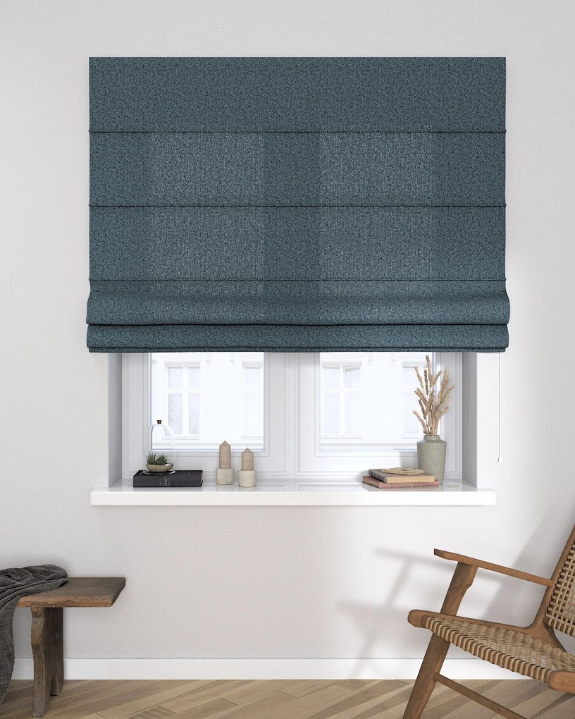 Římská roleta Capri barva modrá látka pletený vzor