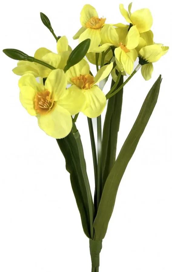 Umělý trs narcisů 40 cm - žlutá