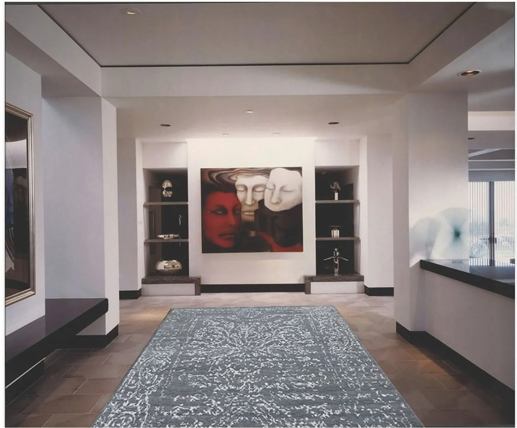 Diamond Carpets India, Ručně vázaný kusový koberec Diamond DC-JK 2 Light grey/silver, 140x200, šedá, chodba / předsíň