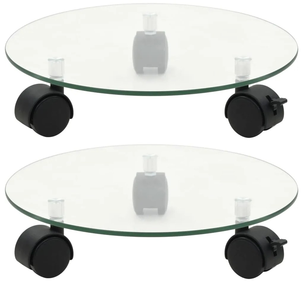 Vozíky pod květináče z tvrzeného skla 2 ks kulaté 28 cm 245691