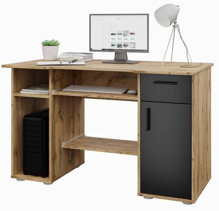 Nejlevnější nábytek Kancelářský PC stůl NEJBY FLYNN, dub wotan/černá
