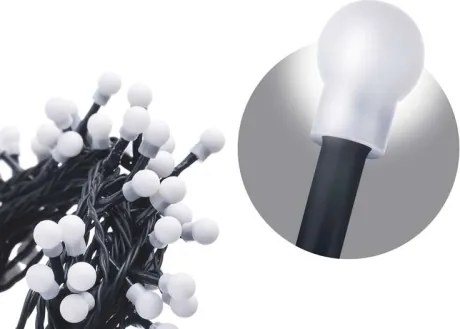 Vánoční řetěz kuličky EMOS ZYK0207 200LED 10m studená bílá