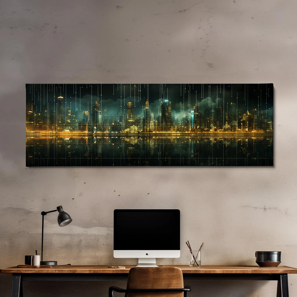 Obraz na plátně - Futuristické město - Abstraktní odraz Budoucnosti FeelHappy.cz Velikost obrazu: 180 x 60 cm