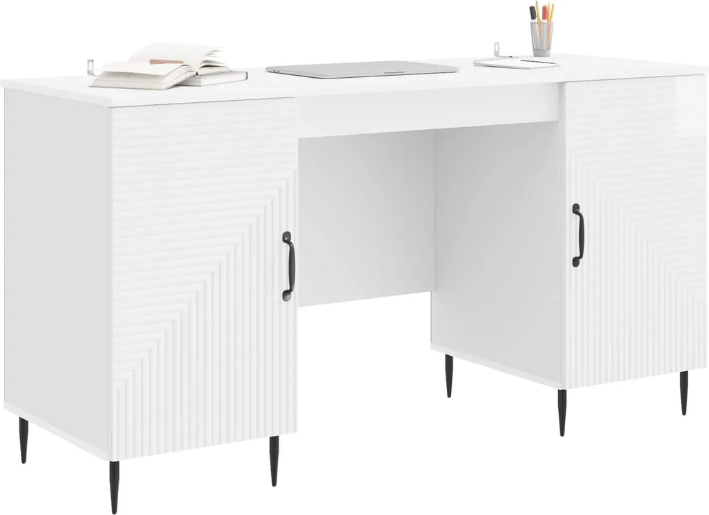 Stůl Bílá s vysokým leskem 142,5 x 50 x 75 cm Kompozitní dřevo 3414607