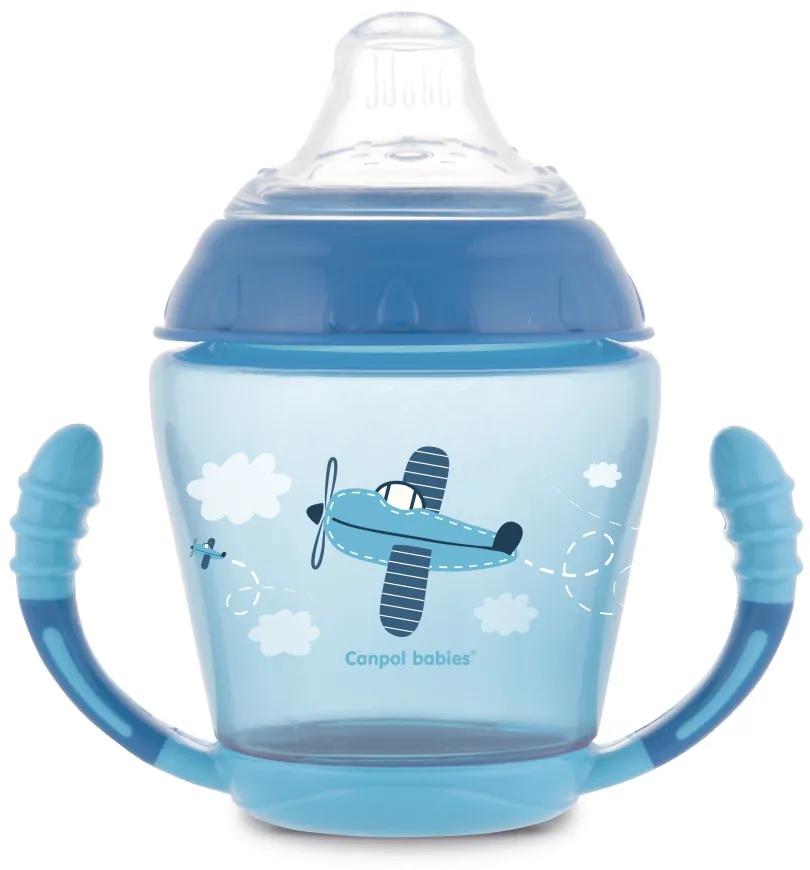 Canpol babies Nevylévací hrneček se silikonovým pítkem 230ml TOYS modrý