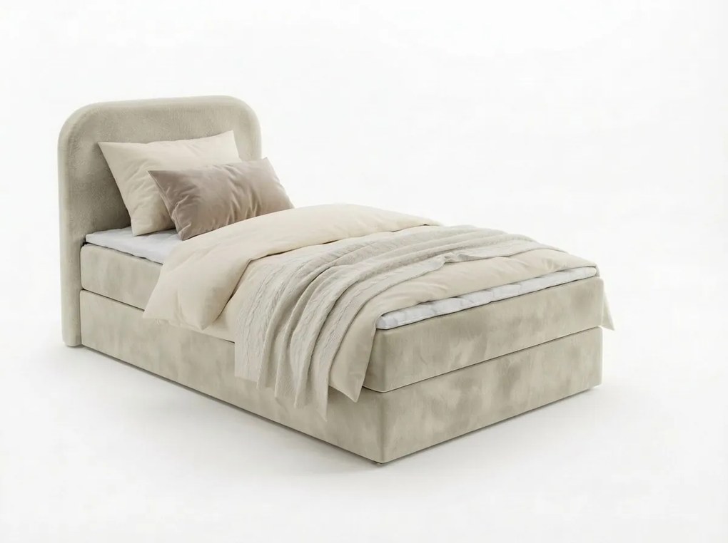 Čalouněná postel boxspring FORENA 90x200 cm krémová Matrace: Matrace Bonell pružinová
