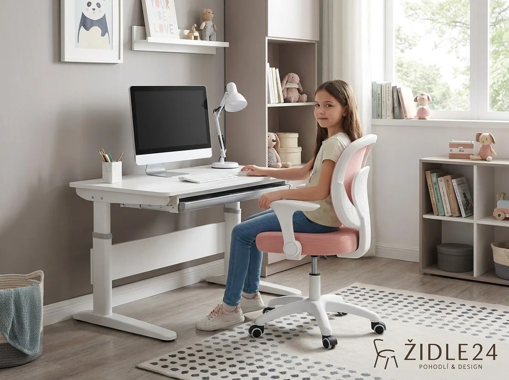 Dětská židle AVENY - růžová síťovina