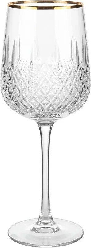 Elegantní sklenice na víno se zlatým okrajem - Ø 7*23 cm / 300 ml