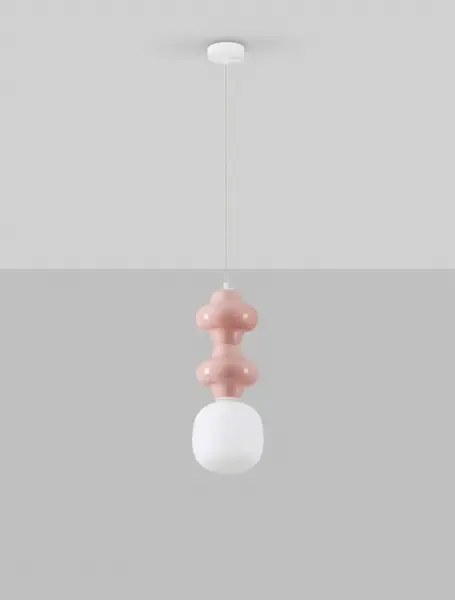 LED růžovo-bílý designový lustr Clio