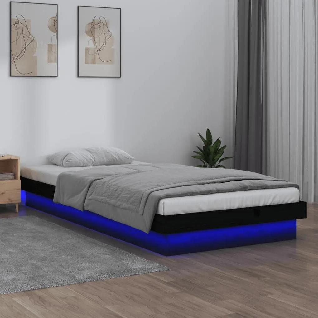 Rám postele s LED světlem černý 90x190 cm Single masivní dřevo,  820006