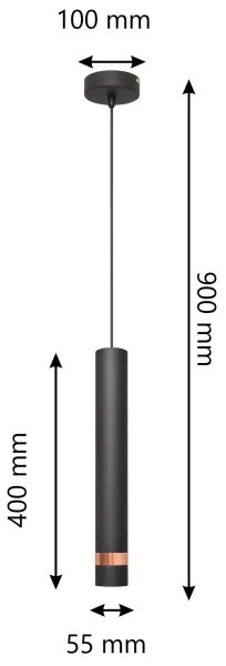 LED Lustr na lanku TUBA 1xGU10/4,8W/230V černá/měděná