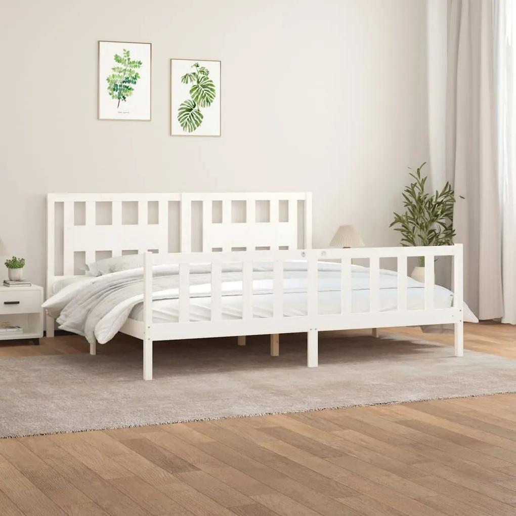 Rám postele s čelem bílý masivní borové dřevo 200 x 200 cm,  3188187