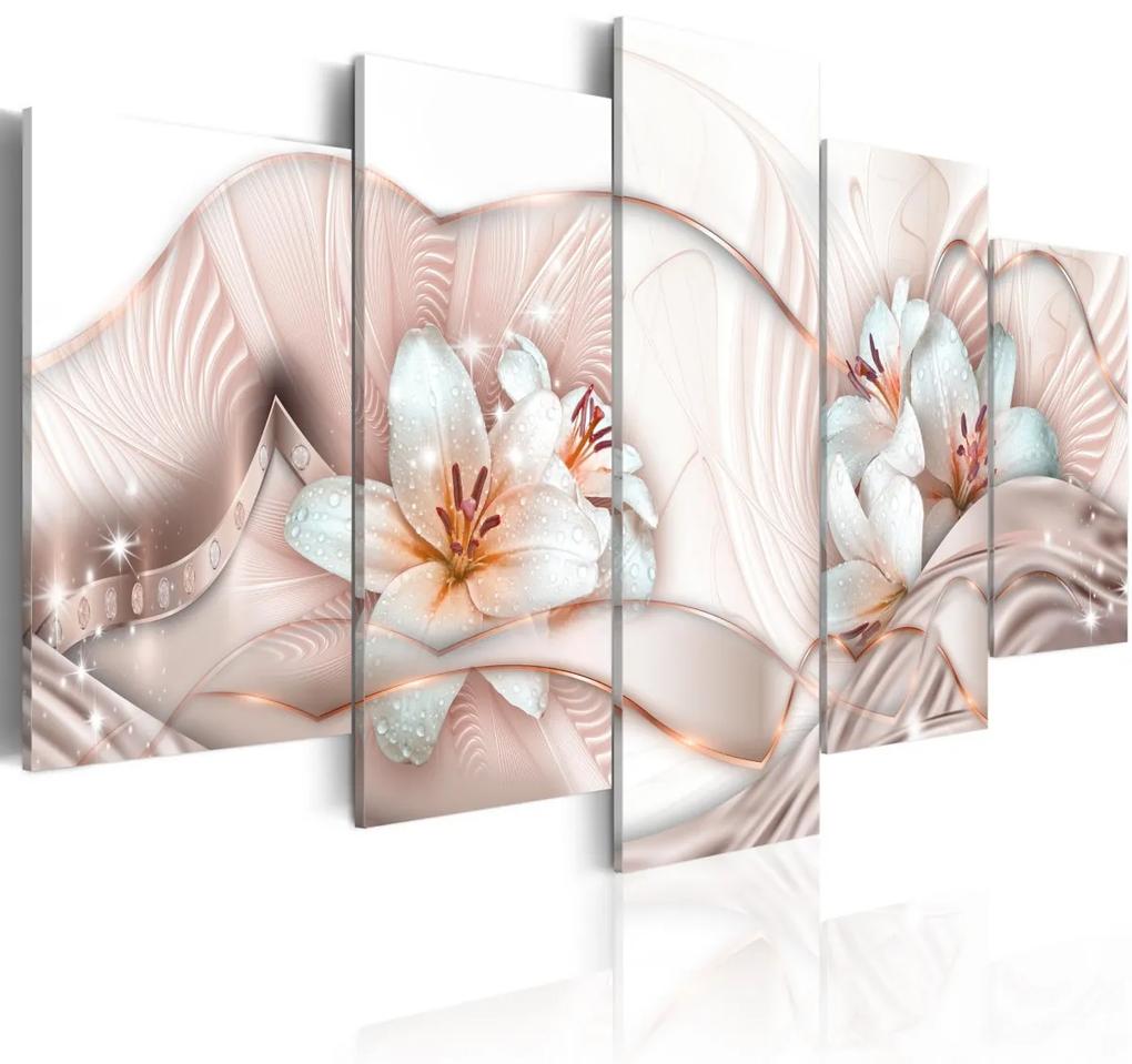 Abstraktní obraz lilie + háčky a hřebíčky ZDARMA Velikost (šířka x výška): 220x110 cm