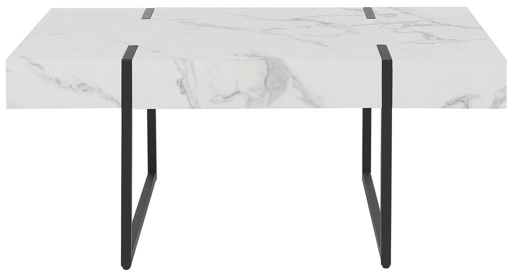 Konferenční stolek bílý mramorový efekt s černou MERCED Beliani