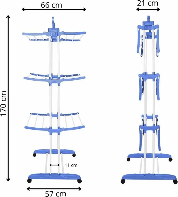 Vertikální sušák na prádlo SPRINGOS MIXER bílo-modrý