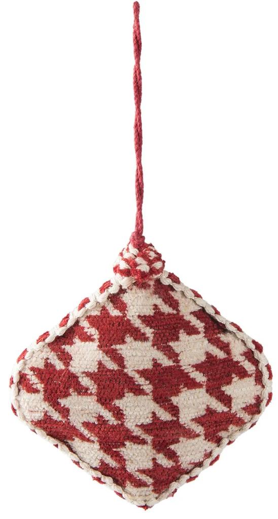 Vánoční červená textilní ozdoba kočotverec -  11*3*11 cm