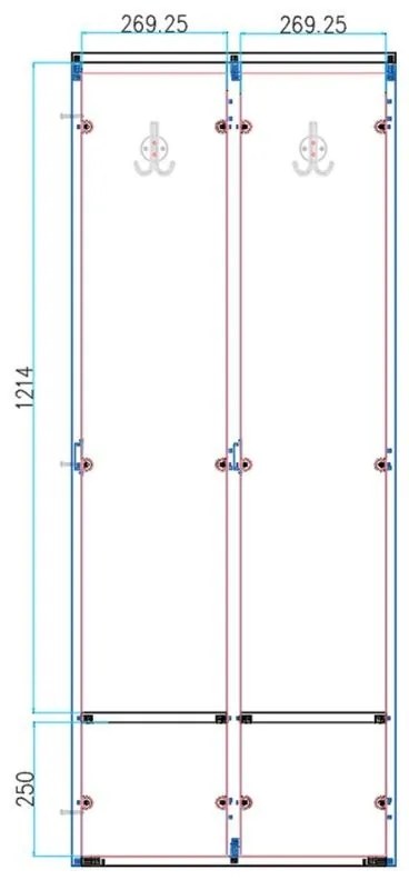 Dřevěná šatní skříňka S4 s lavičkou, 2 oddíly, 1871 x 600 x 500/800 mm, demont, RFID zámek, šedá/zelená