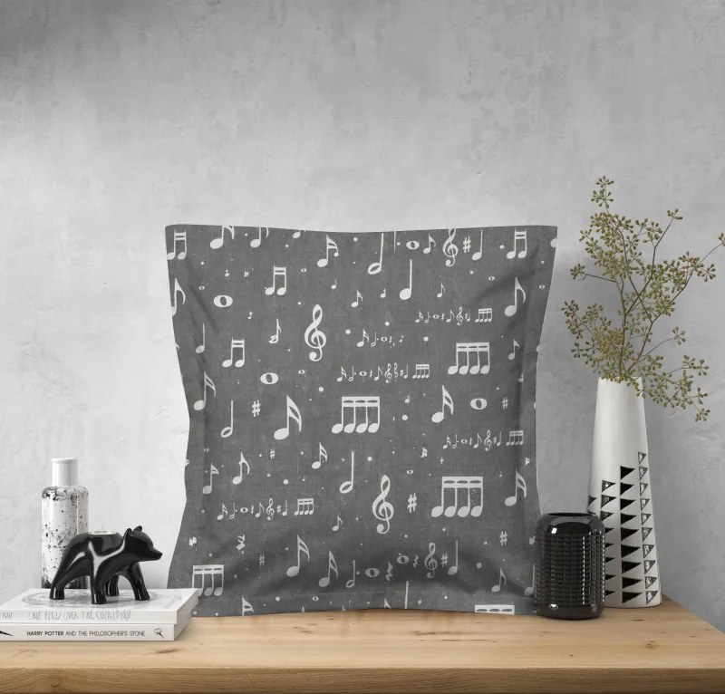 Ervi povlak na polštář bavlněný s lemem - Music Style