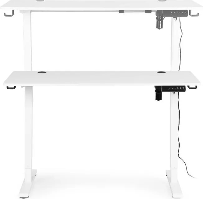 Elektricky výškově nastavitelný pracovní stůl s bílými nohami - 120 x 60 cm