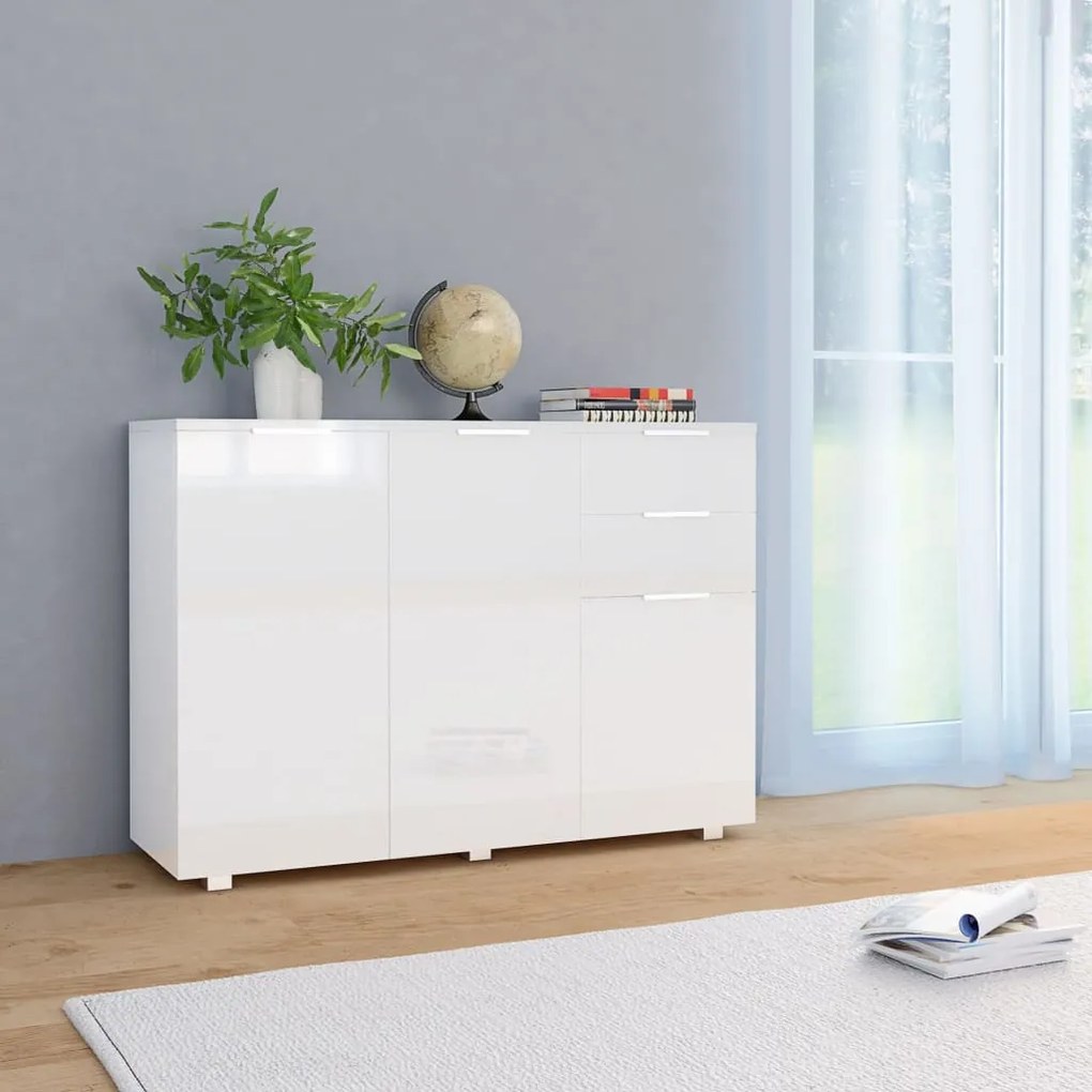 Příborník bílý s vysokým leskem 107x35x80,5 cm 283718